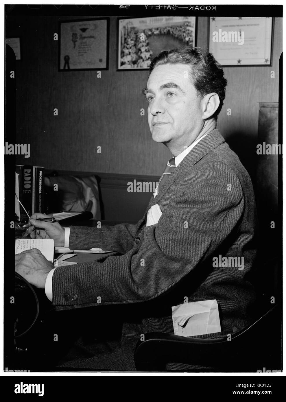 A photograph from January 1947, showing members of the American ...