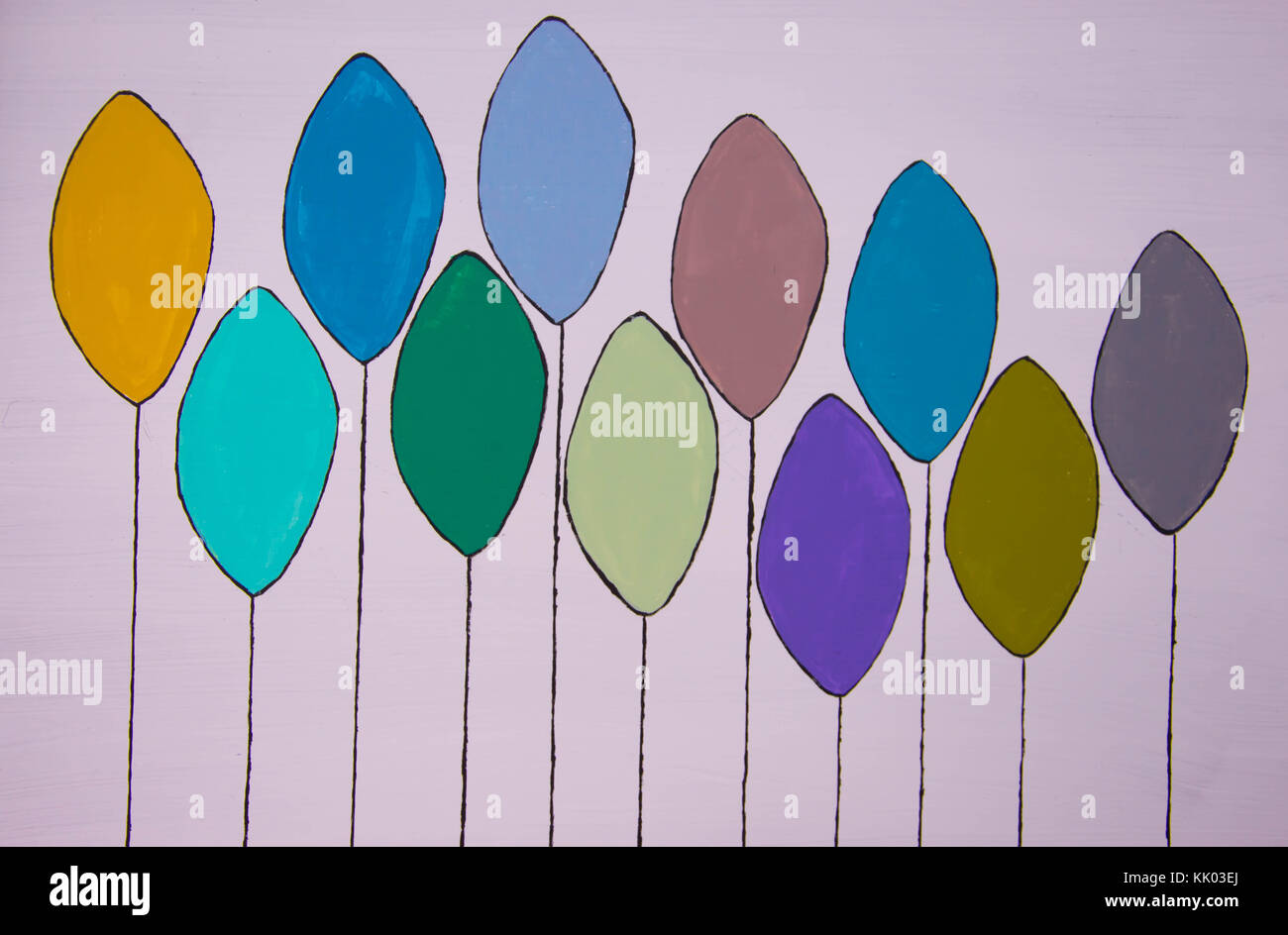 Abstract colourful trees on purple background Stock Photo - Alamy