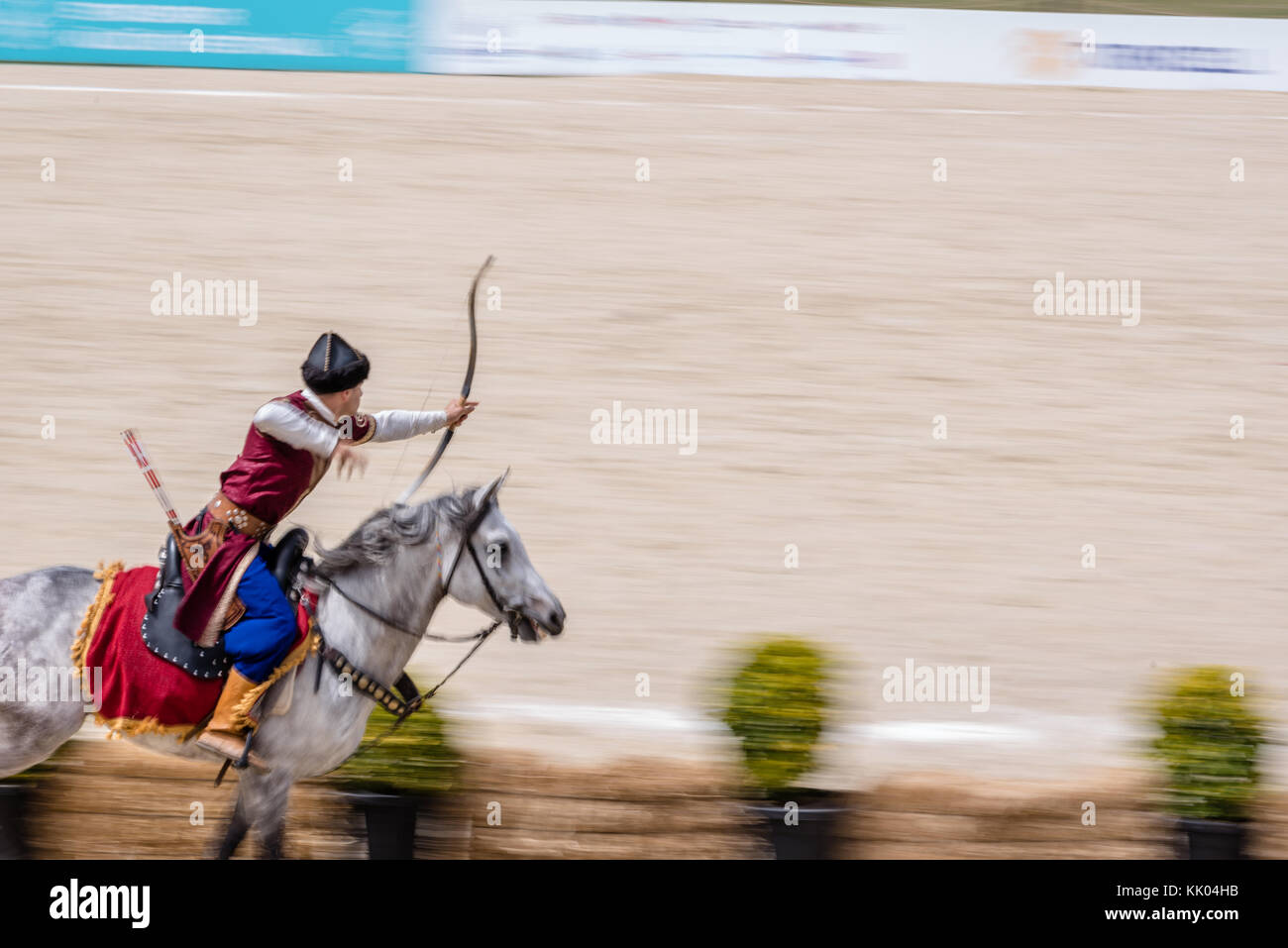 Unidentified people in costumes of ancient Ottoman Empire archer ...