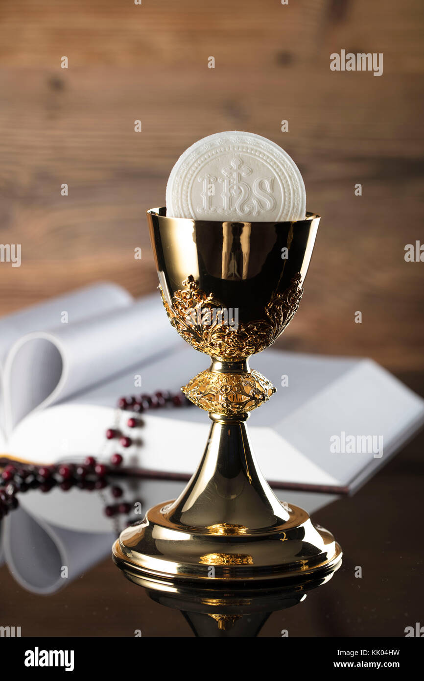 Catholic religion theme. Holy communion concept Stock Photo - Alamy