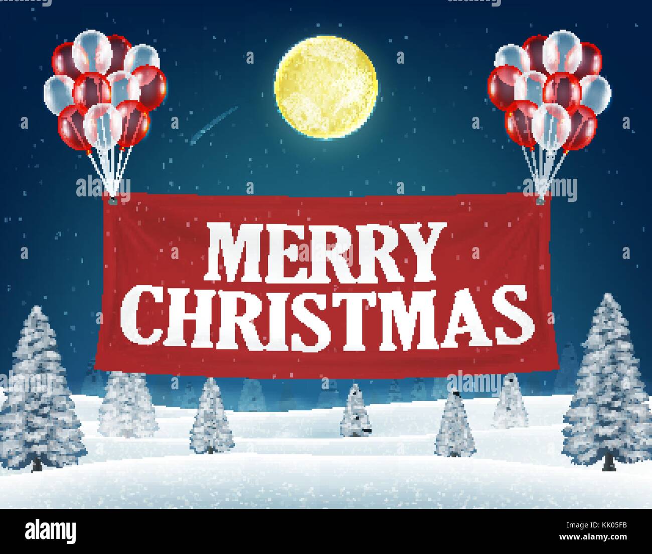 floating merry christmas banner with balloons Stock Vector Image & Art ...