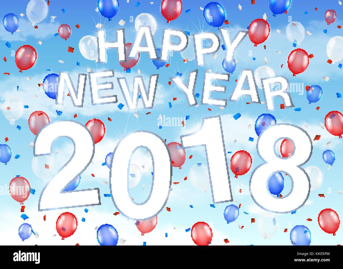 happy new year 2018 with balloons on sky Stock Vector Image & Art - Alamy
