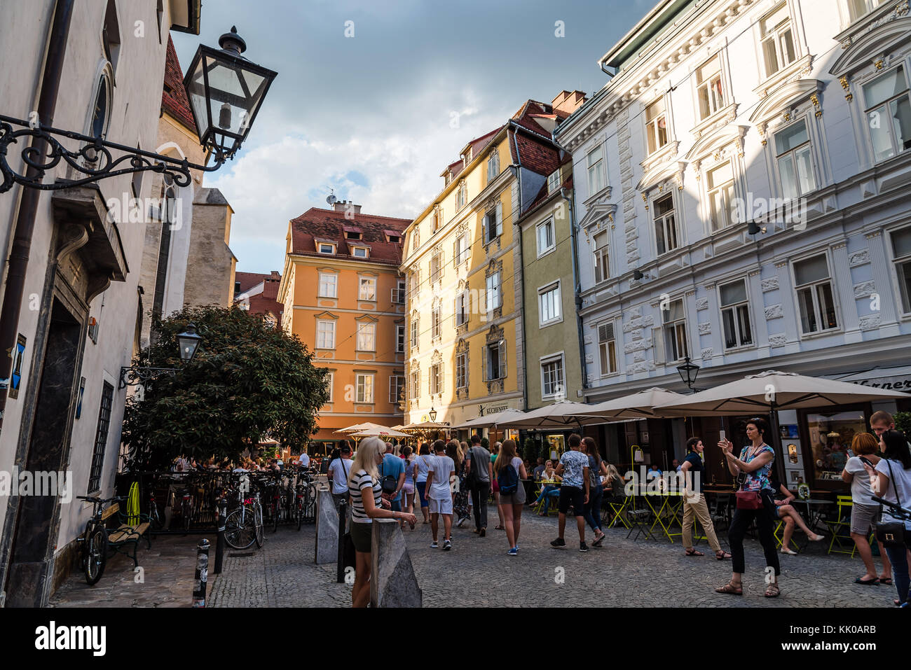 Street in historical city center of Graz Stock Photo - Alamy