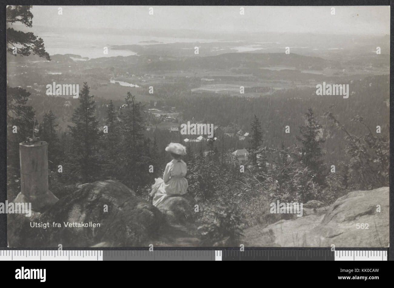 A historic photograph taken from Vettakollen, showcasing a scenic view ...