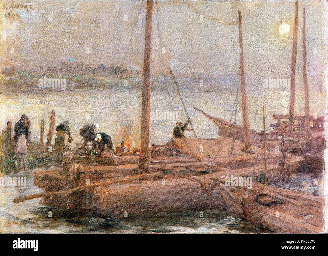 Boats Mooring under the Moon by Aoki Shigeru (Ishibashi Museum of Art ...