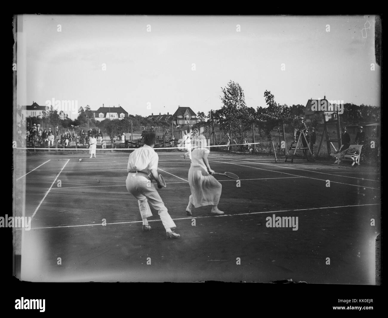 This image captures a moment from the tennis tournament held in 1923 ...
