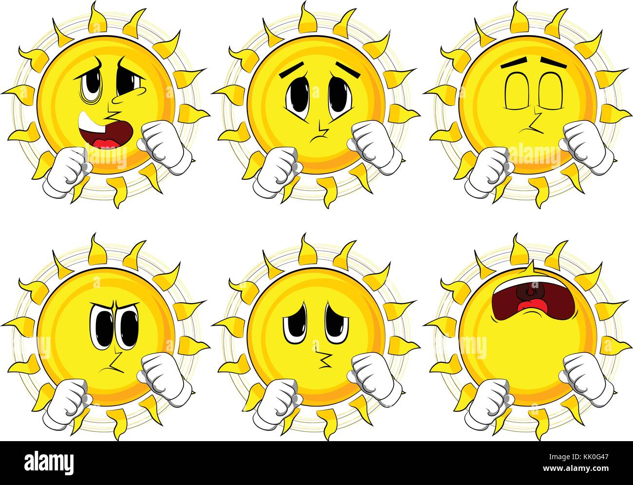 Cartoon sun holding his fists in front of him ready to fight ...