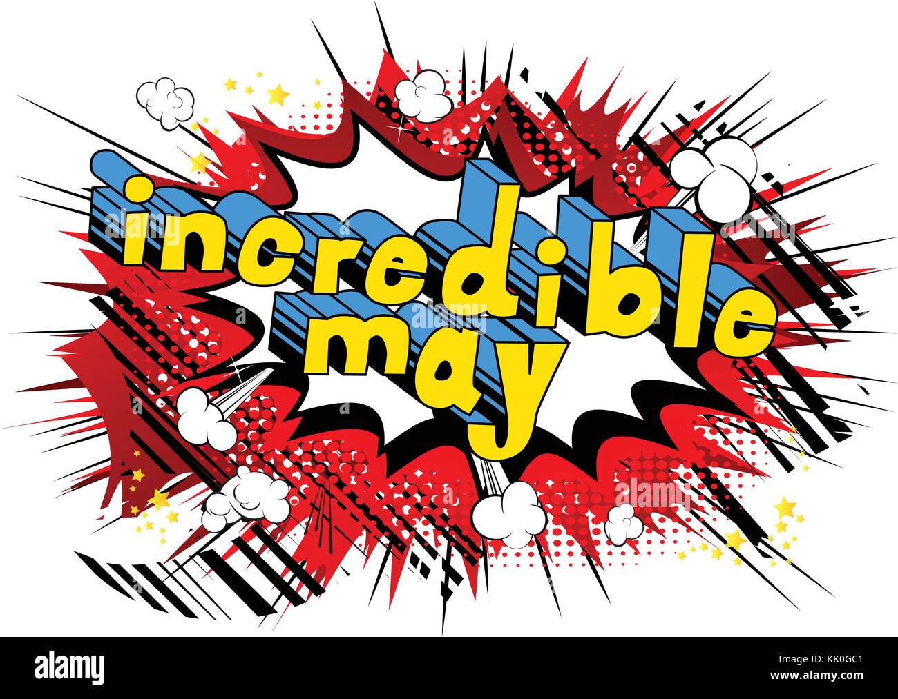 Incredible May - Comic book style word on abstract background Stock ...