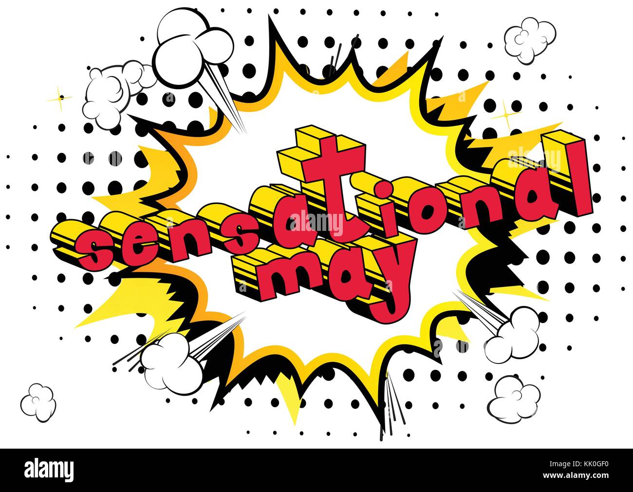 Sensational May - Comic book style word on abstract background Stock ...