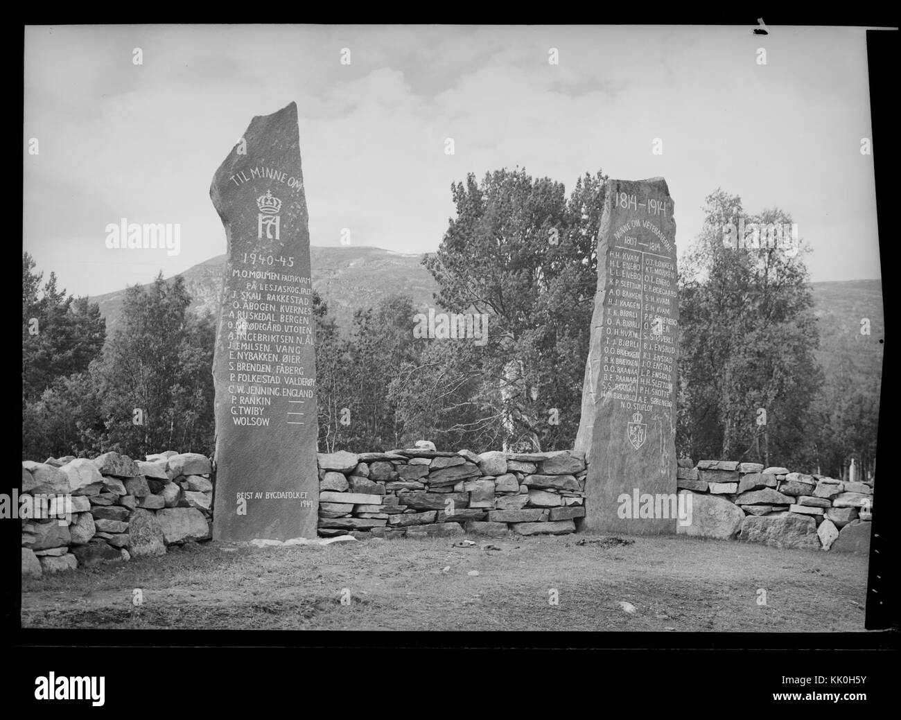 A photo of a Krigsminnesmerke, a war memorial in Norway, commemorating those lost during ...