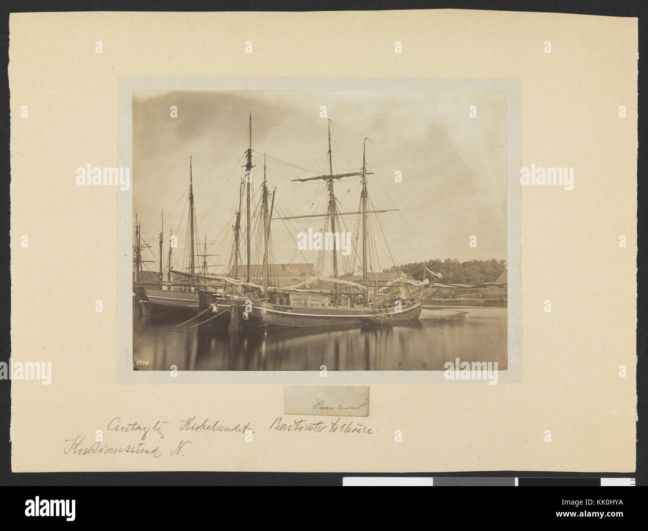 A historic photograph from 1448 showing a scene at Kristiansand ...