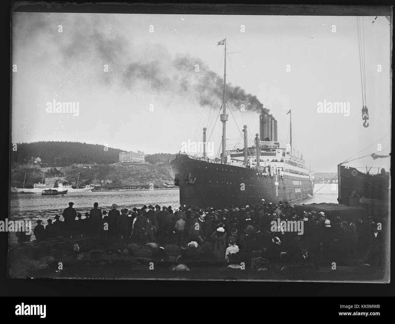 This photograph captures the American steamship *Frederik VIII*, a ...