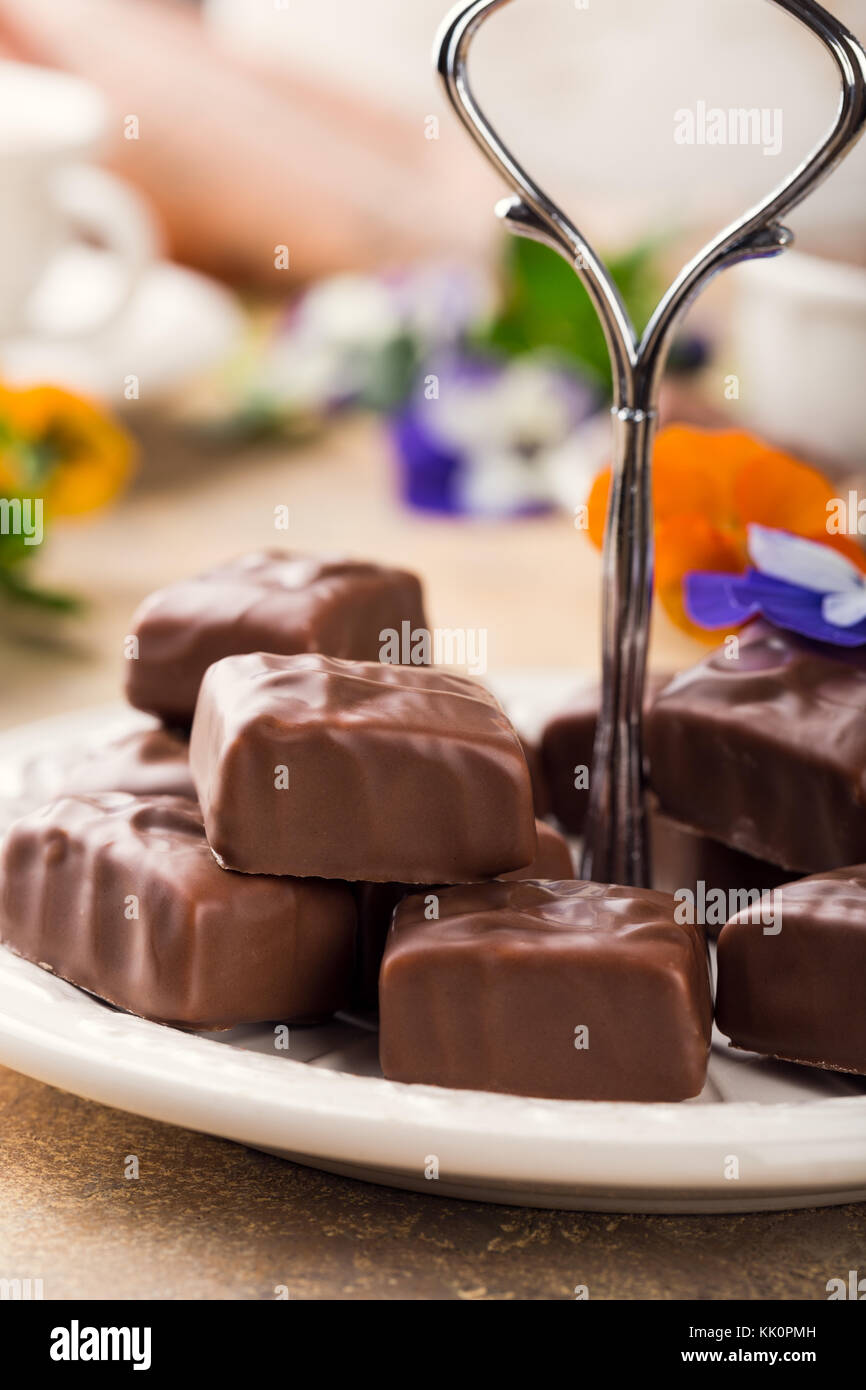 Soft nougat chocolate sweets Stock Photo - Alamy