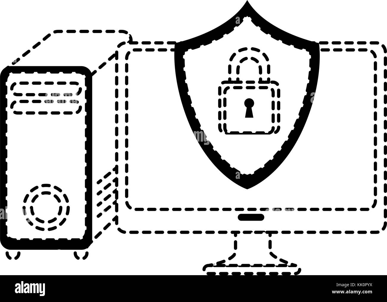 desktop computer with shield vector illustration design Stock Vector ...