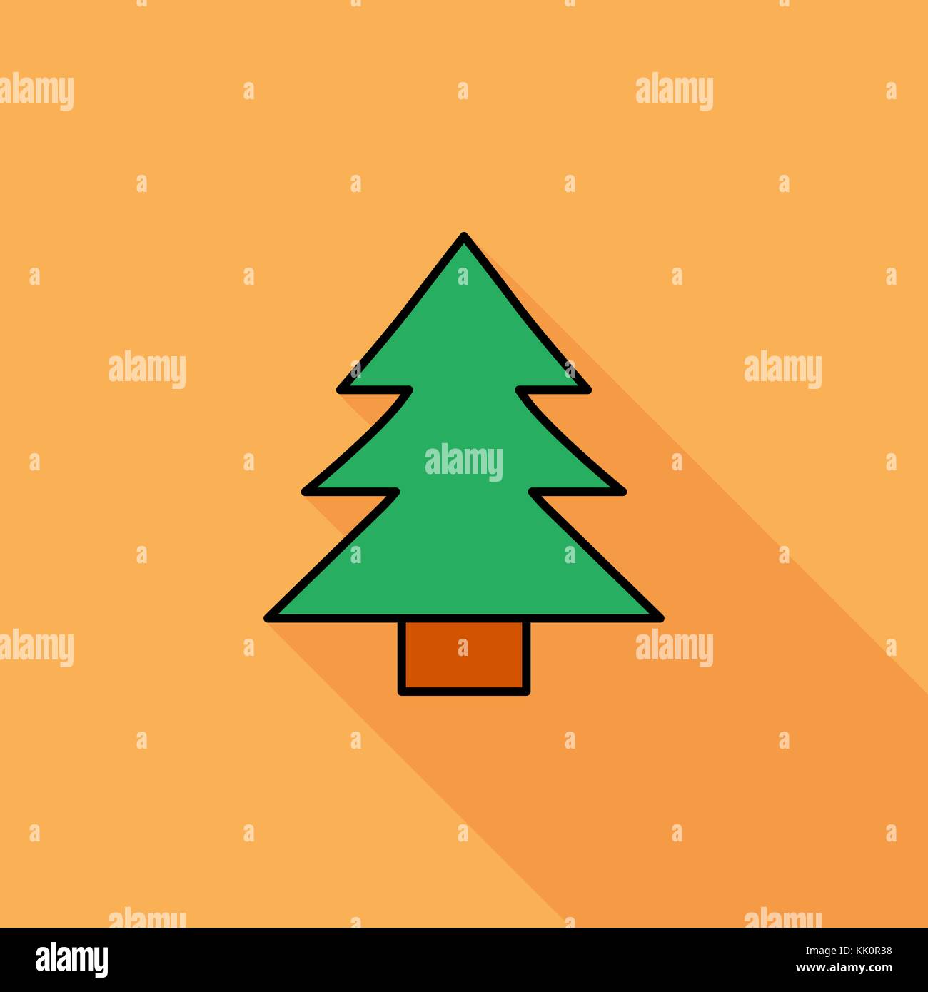 Conifer icon. Flat vector related icon with long shadow for web and ...