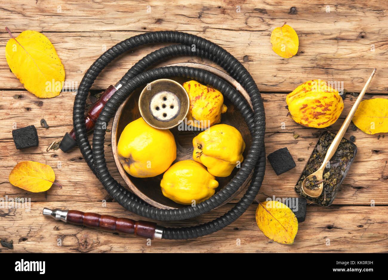 Smoking smoking hookah in Arabic style with the tobacco aroma quince ...