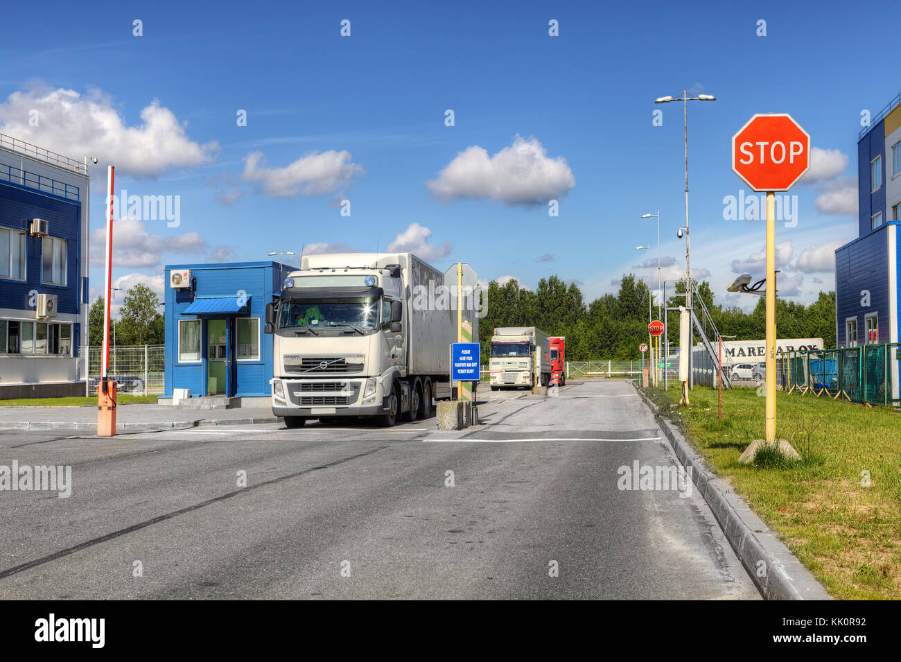 St. Petersburg, Russia - July 27, 2017: a truck stands at the security ...