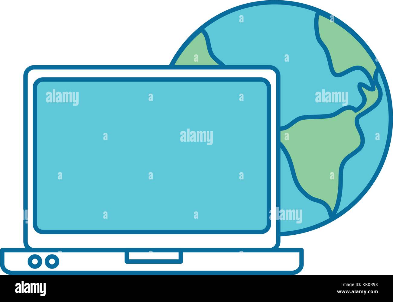 world planet earth with laptop vector illustration design Stock Vector ...