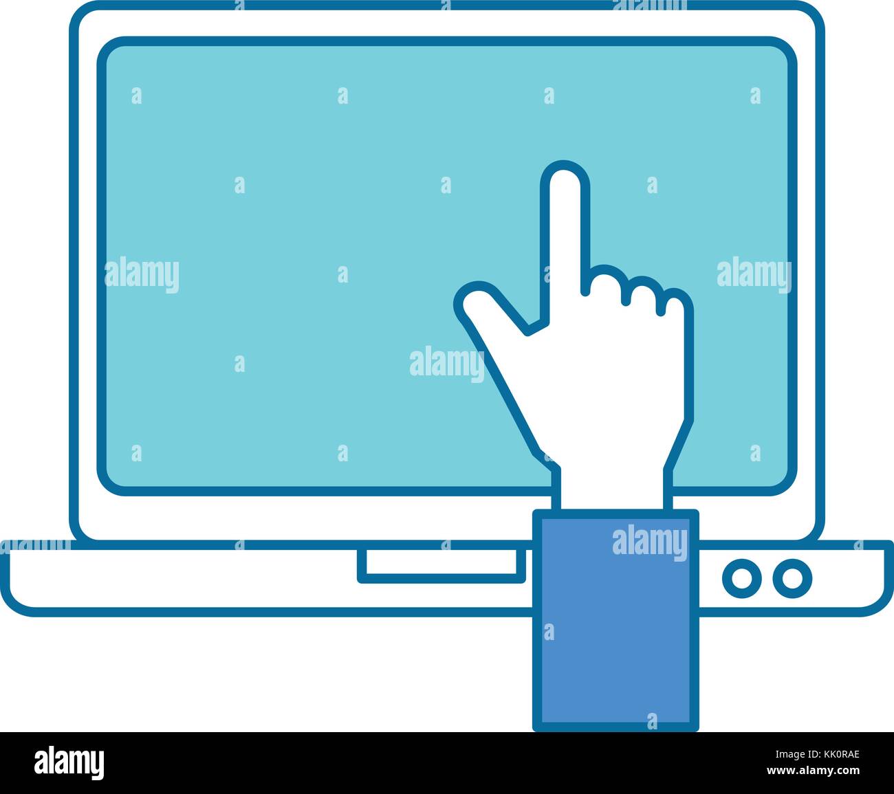 laptop computer with hand user vector illustration design Stock Vector ...