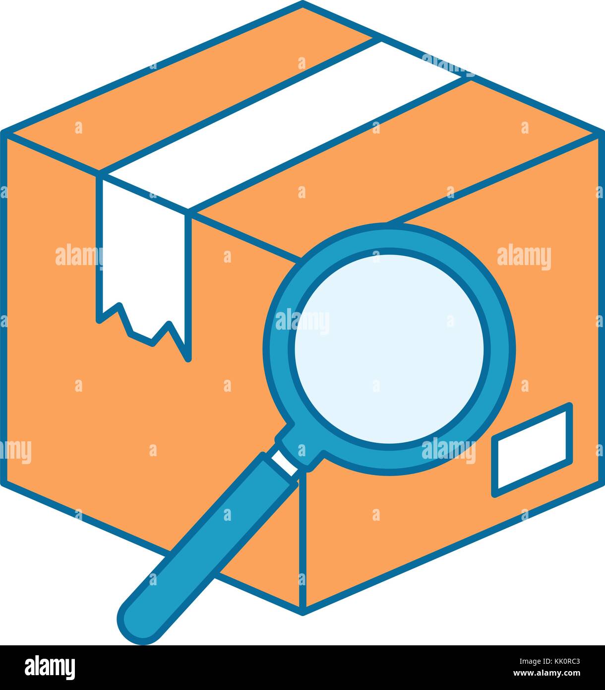 carton box with magnifying glass vector illustration design Stock ...
