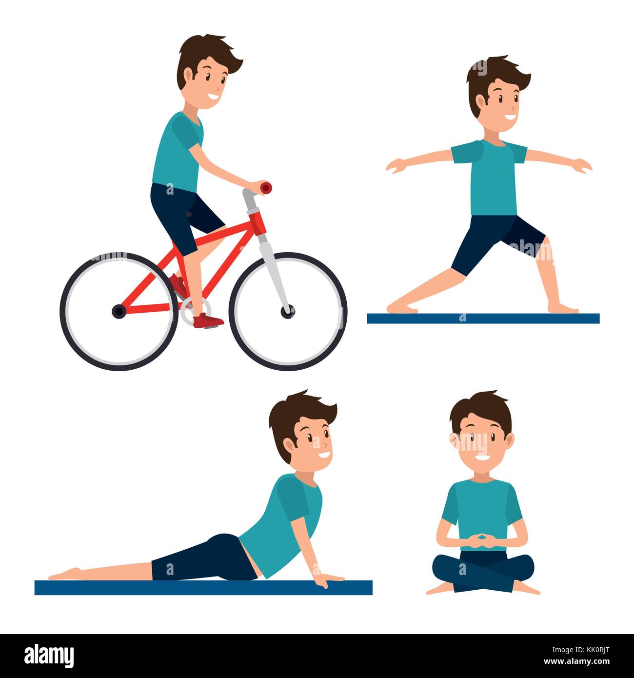 healthy lifestyle people doing yoga poses and exercises vector ...