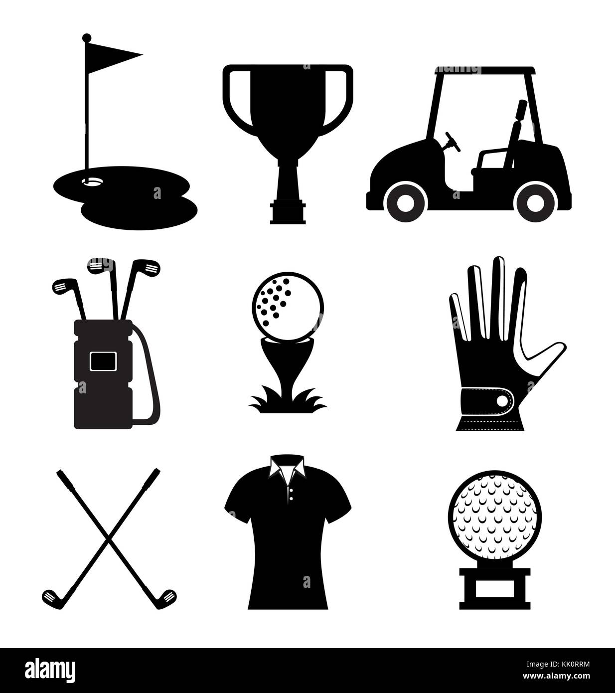 black and white golf icons set vector illustration graphic design Stock ...
