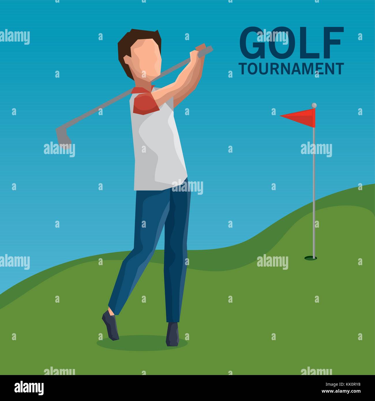 golf player doing a swing on the field vector illustration graphic ...