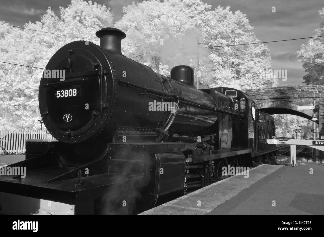 Hall class steam engine 53808 being coupled to the front of a passenger ...