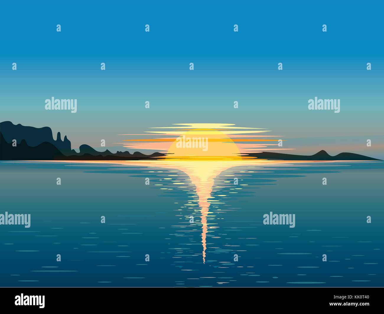 Sunset water ripple reflection background Stock Vector Images - Alamy
