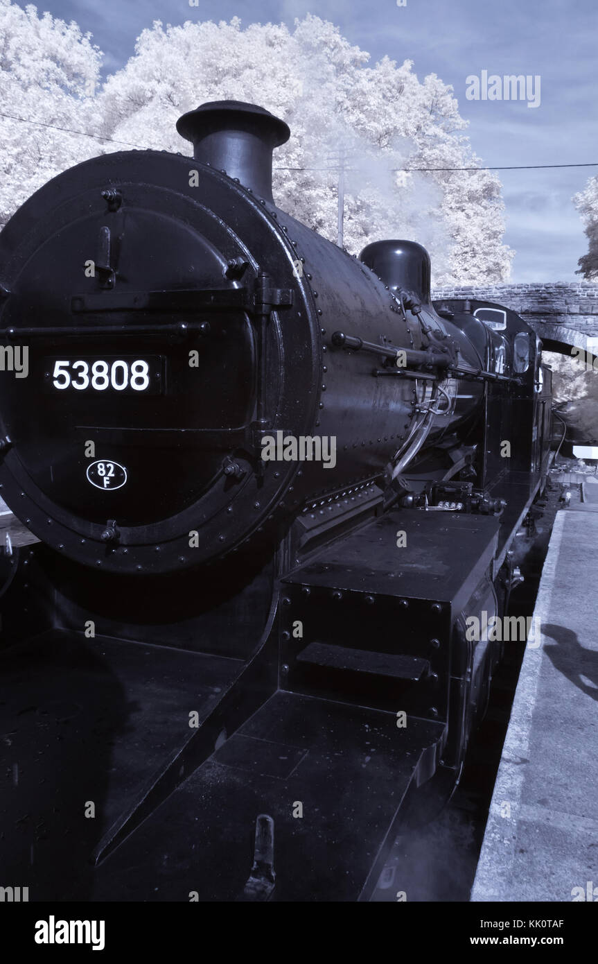 Hall class steam engine 53808 being coupled to the front of a passenger ...