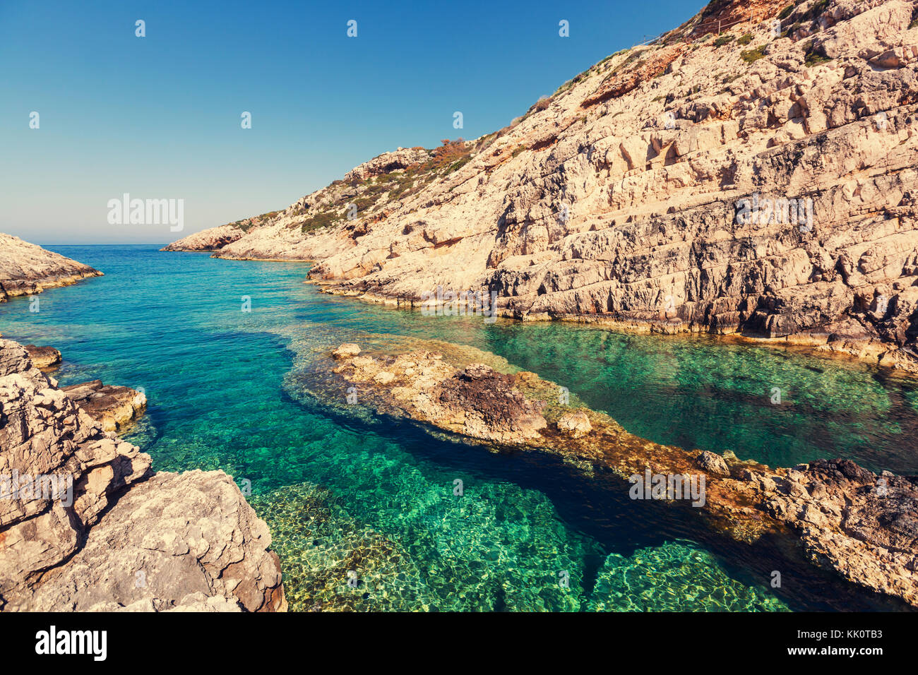 Beautiful rocky coastline in Greece Stock Photo - Alamy