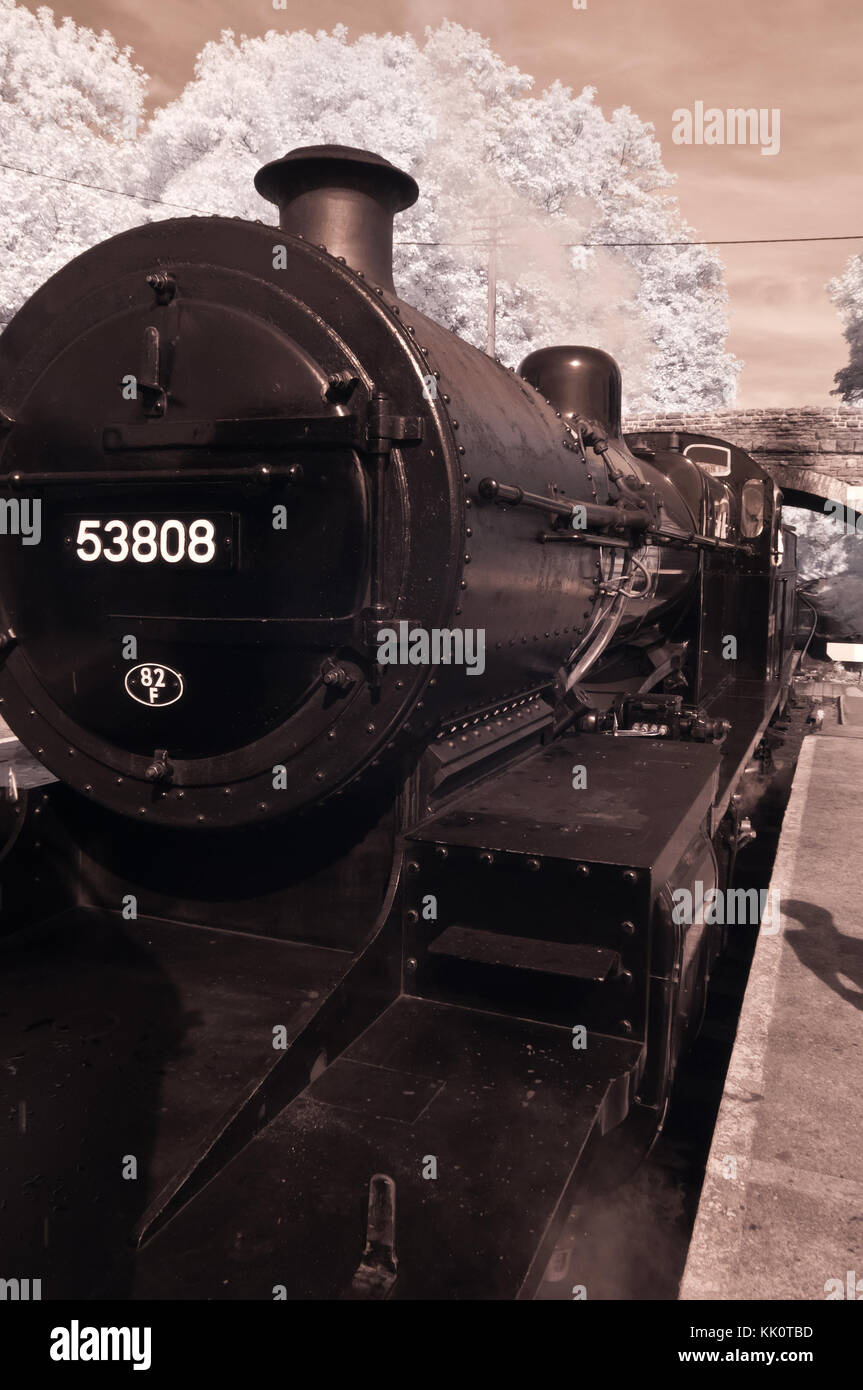 Hall class steam engine 53808 being coupled to the front of a passenger ...