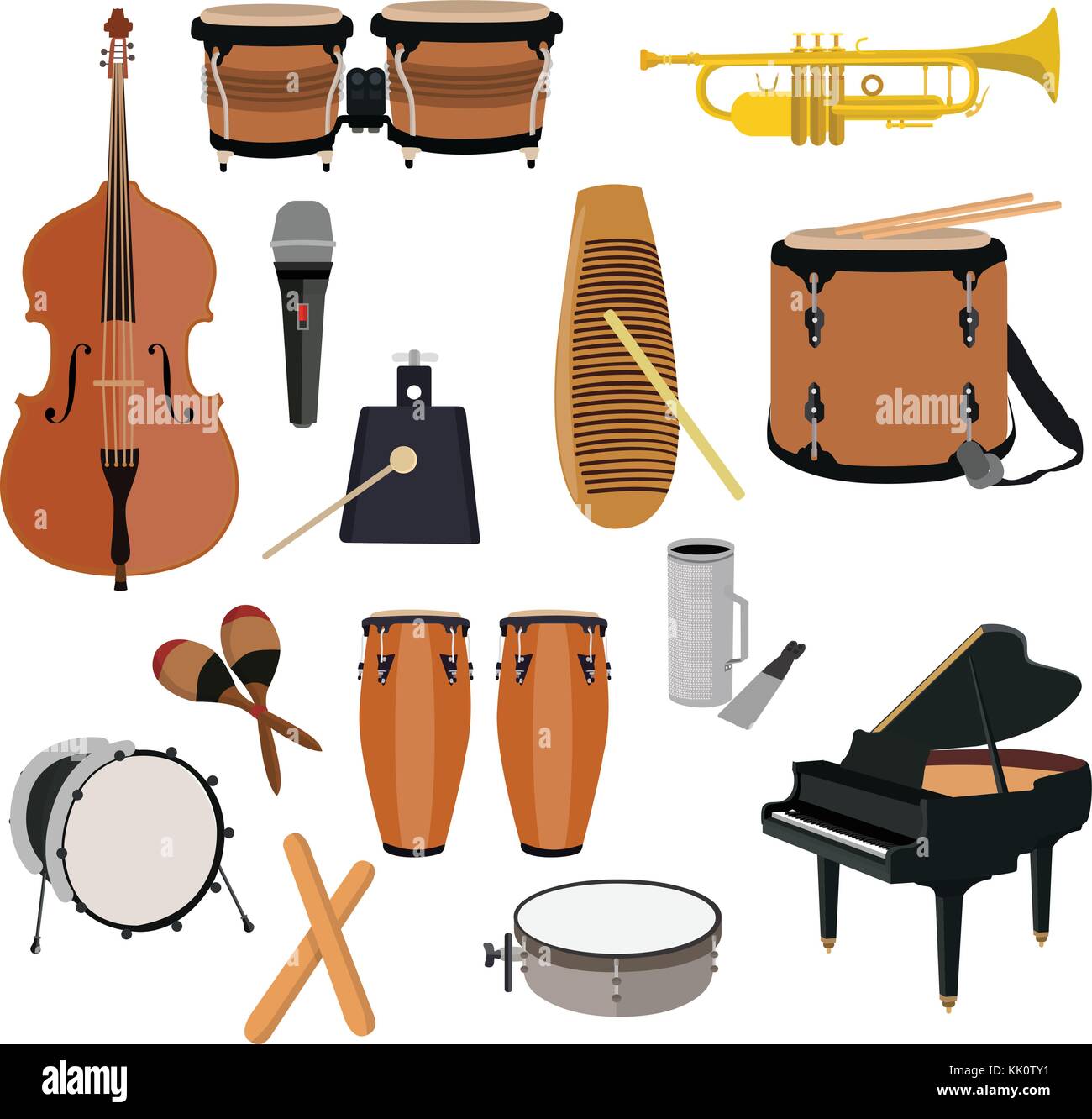 Musical instruments set icons stock vector illustration isolated on ...