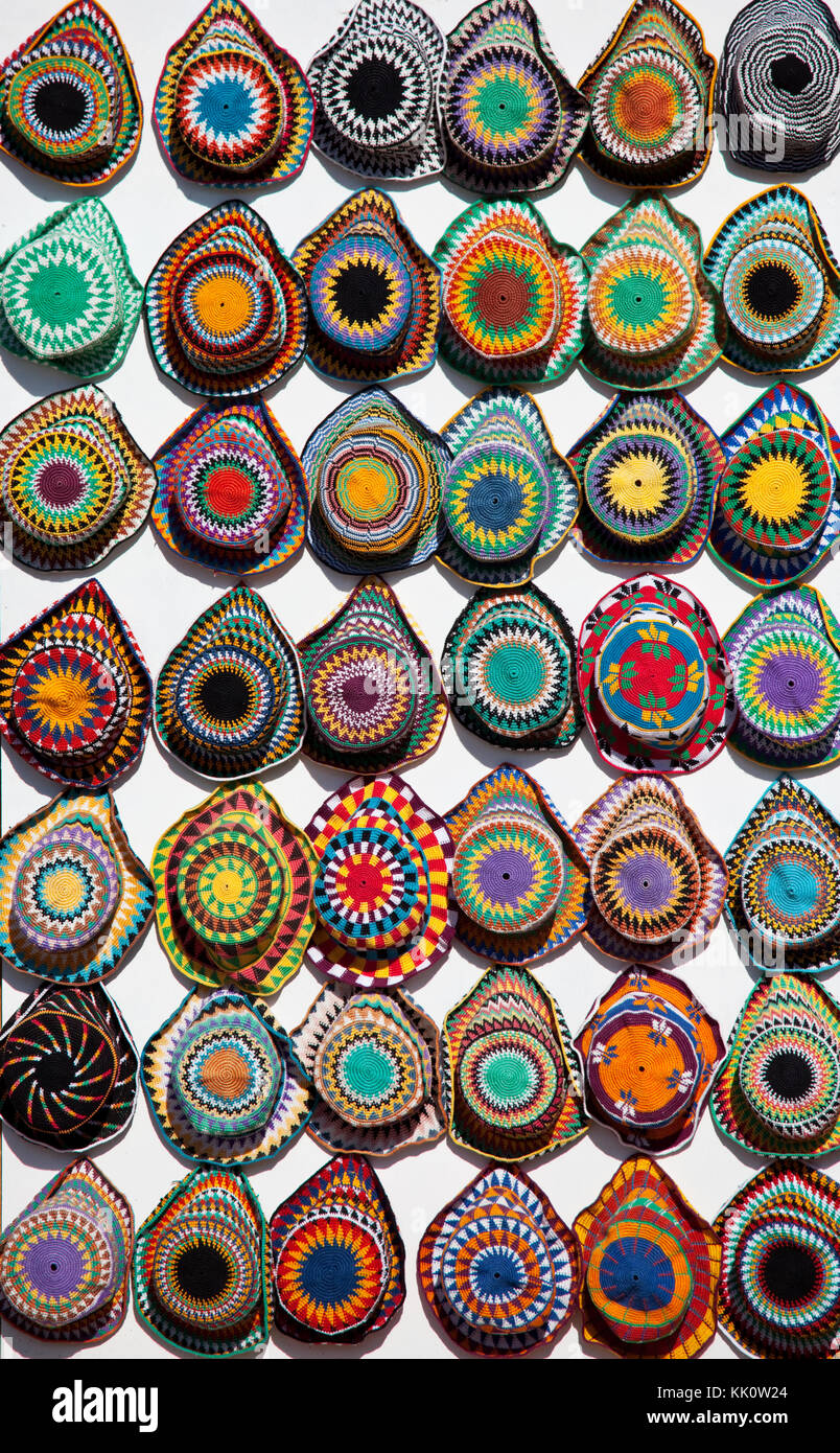 Colorful hats in market Stock Photo - Alamy
