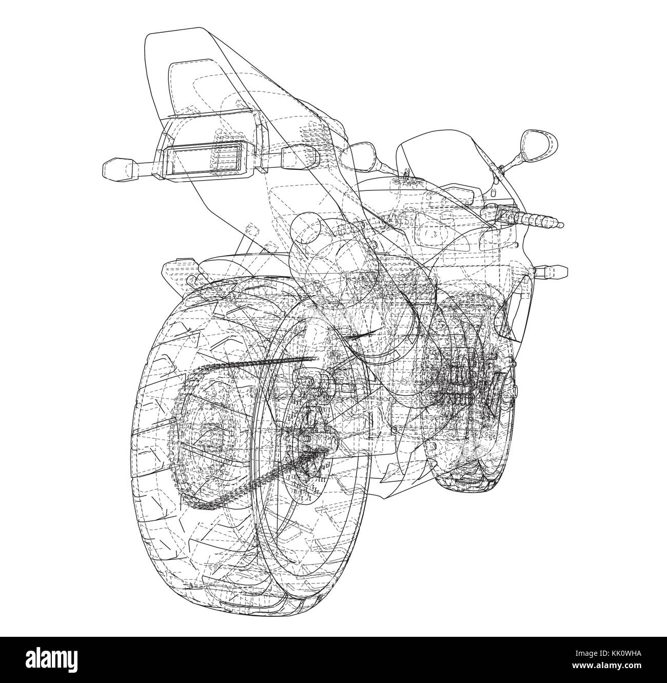 Sport Motorbike technical wire-frame. Vector rendering of 3d Stock ...