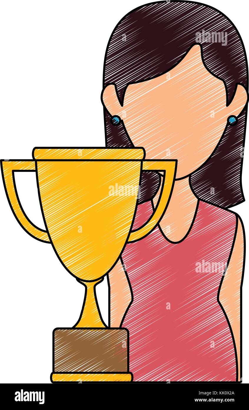 woman with trophy cup award icon Stock Vector Image & Art - Alamy