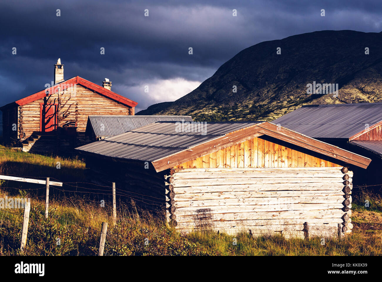 Wooden huts in Norway mountains Stock Photo - Alamy