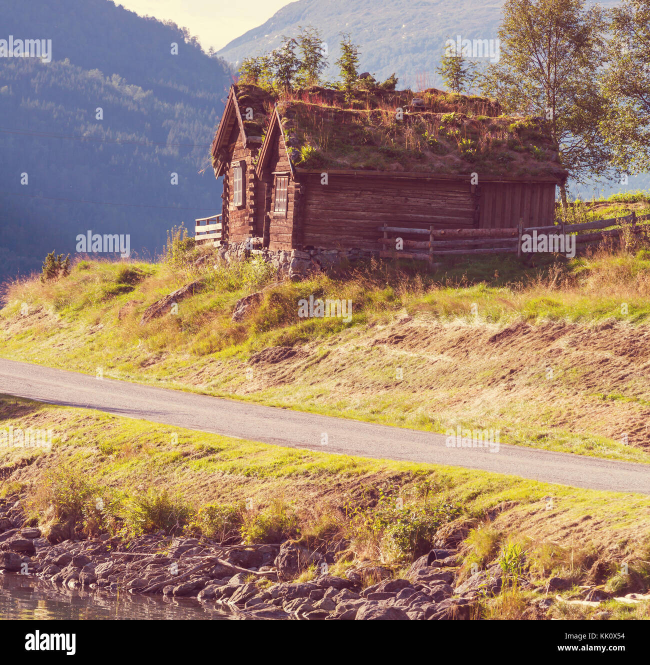 wooden fishing cabin in Norway Stock Photo - Alamy