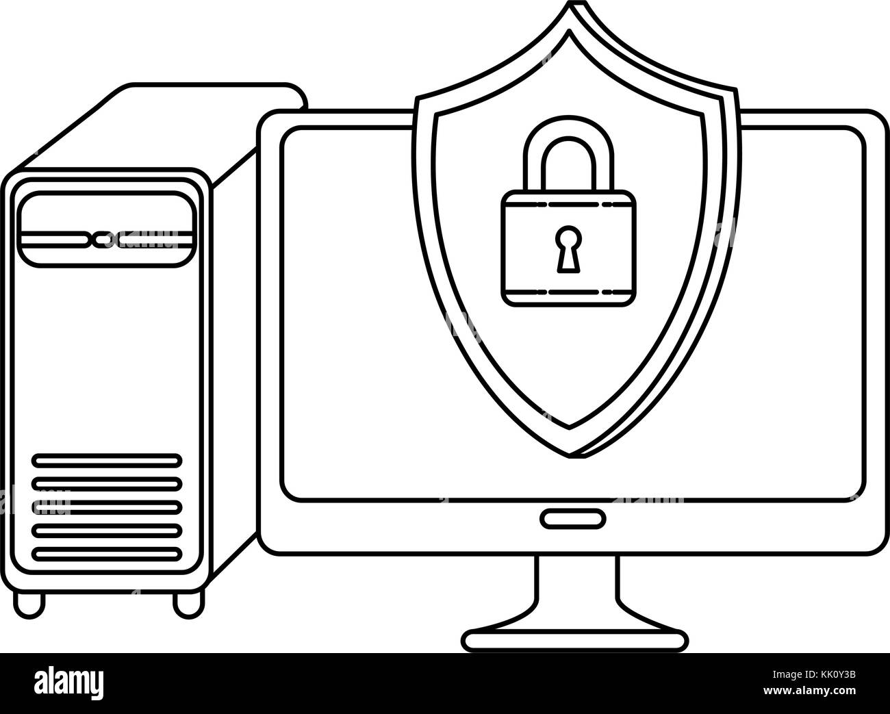 desktop computer with shield Stock Vector Image & Art - Alamy