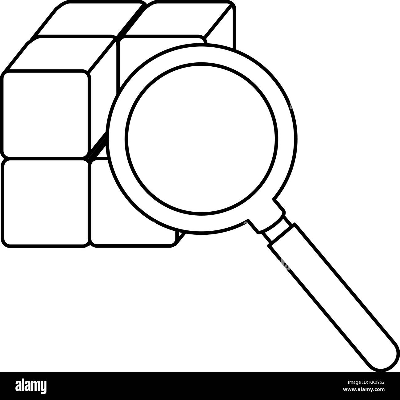 cube with blocks with magnifying glass Stock Vector Image & Art - Alamy