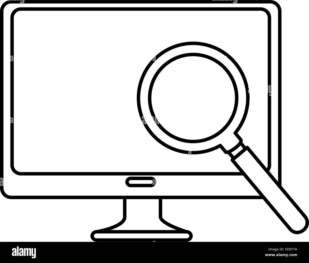 monitor computer with magnifying glass Stock Vector Image & Art - Alamy