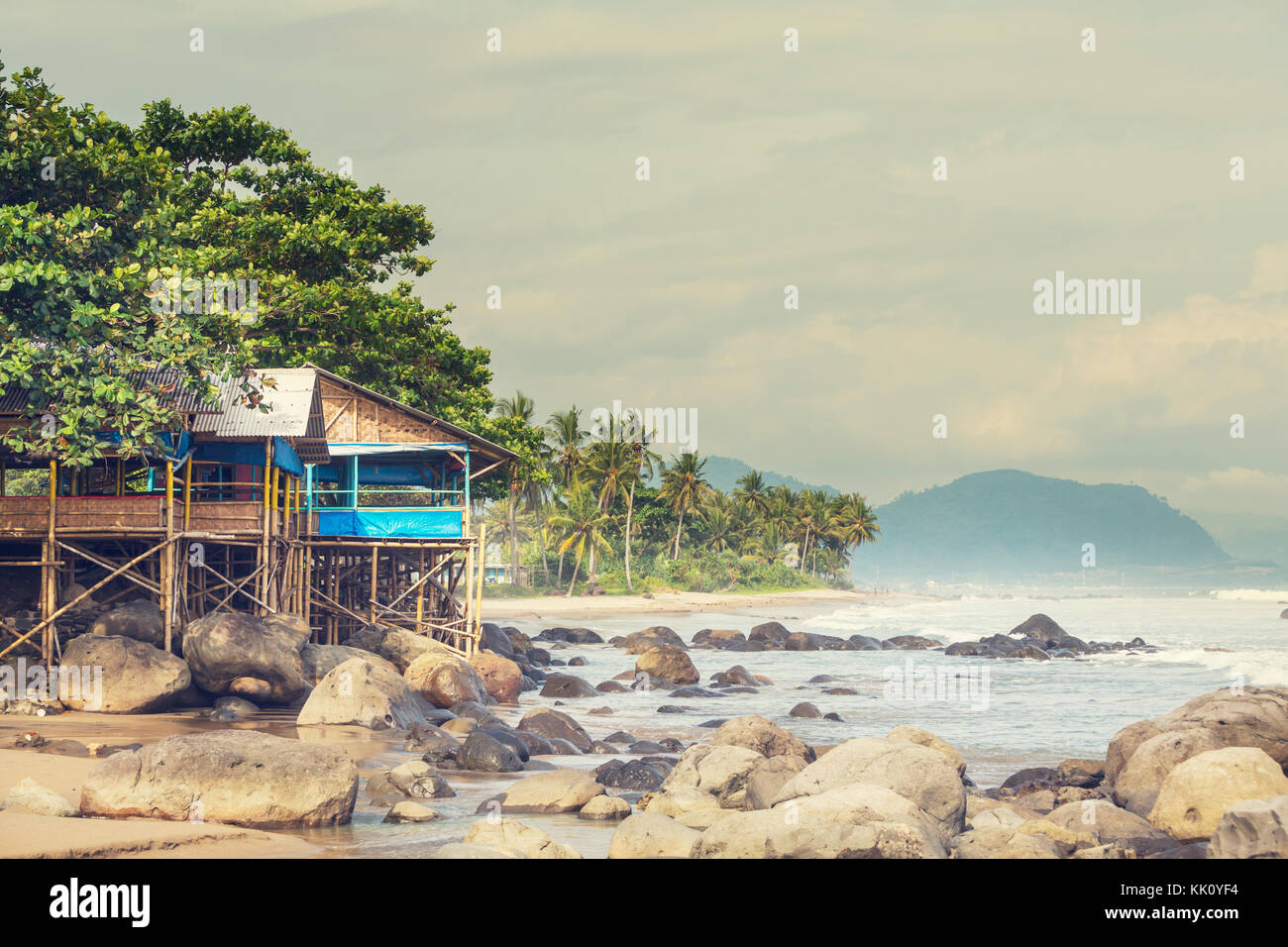 Tropical beach, Indonesia Java Stock Photo - Alamy
