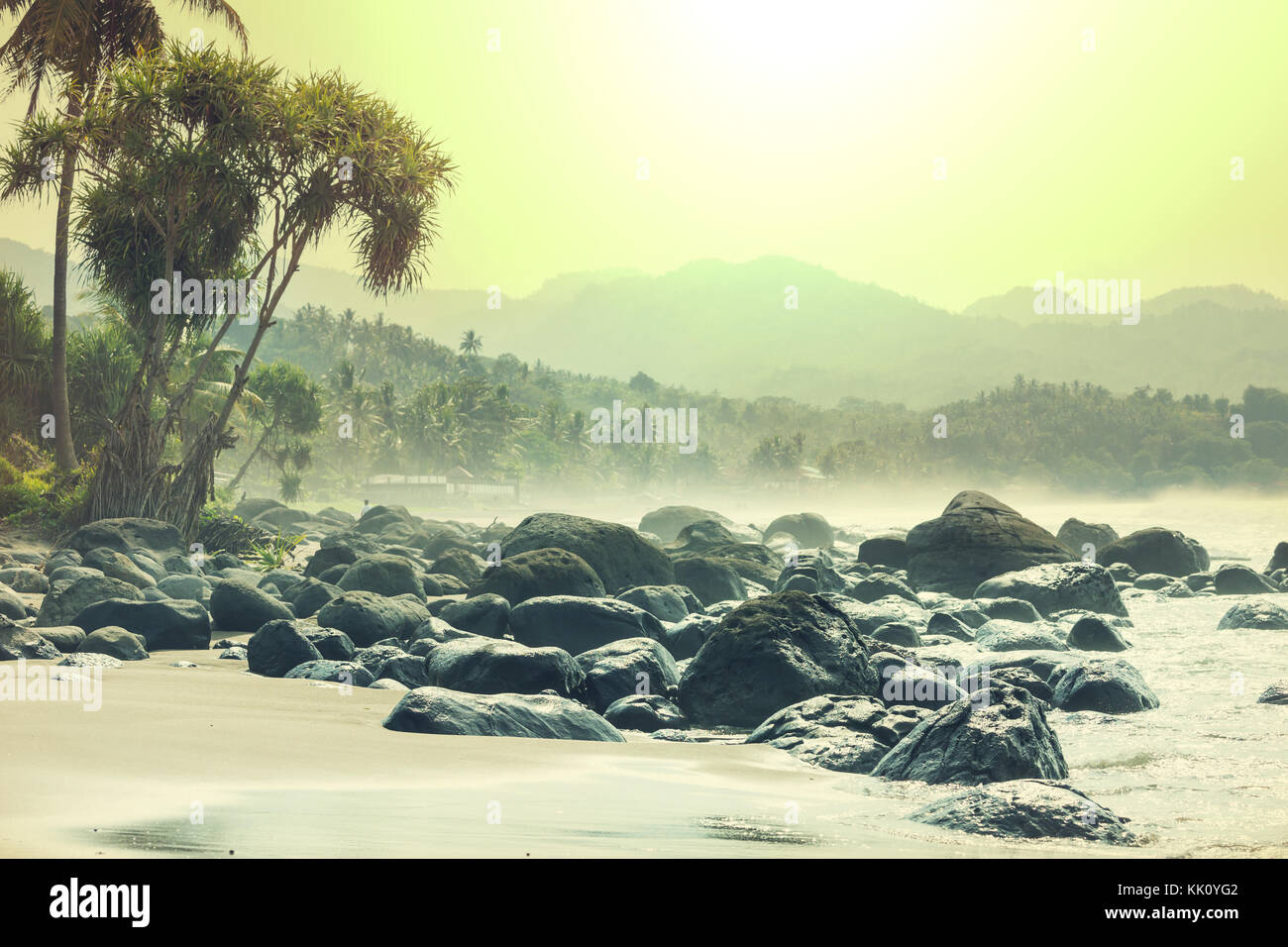 Tropical beach, Indonesia Java Stock Photo - Alamy