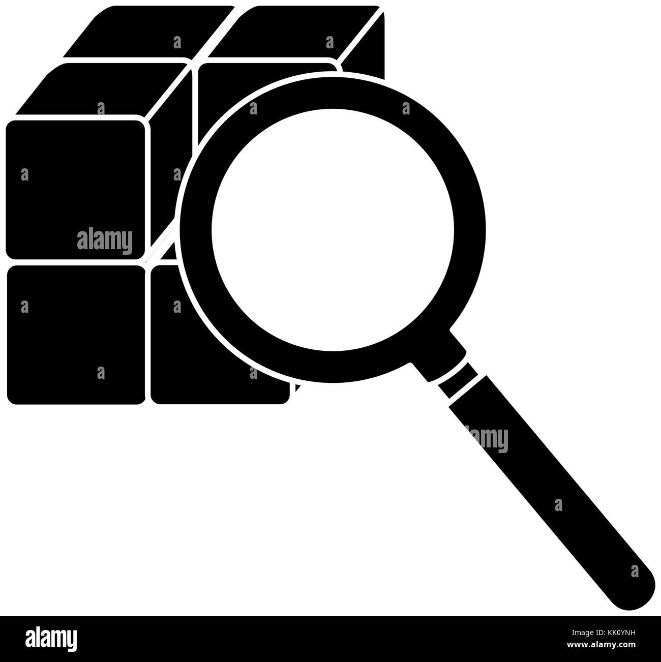 cube with blocks with magnifying glass Stock Vector Image & Art - Alamy