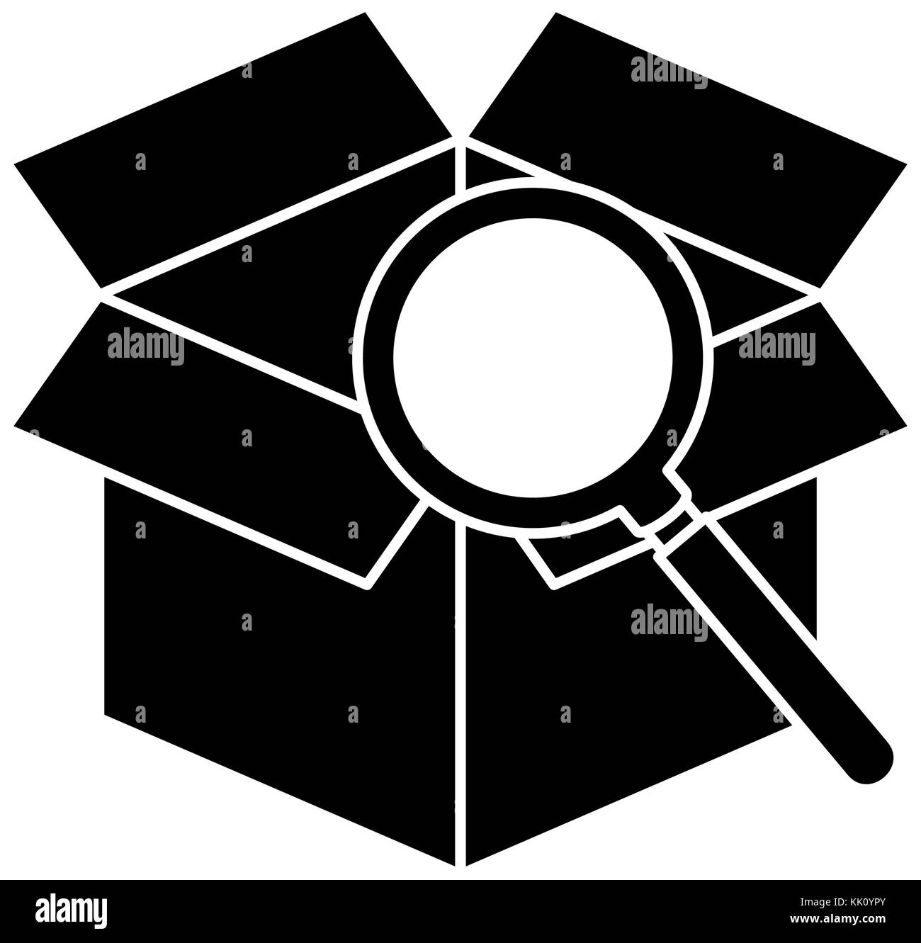 carton box with magnifying glass Stock Vector Image & Art - Alamy