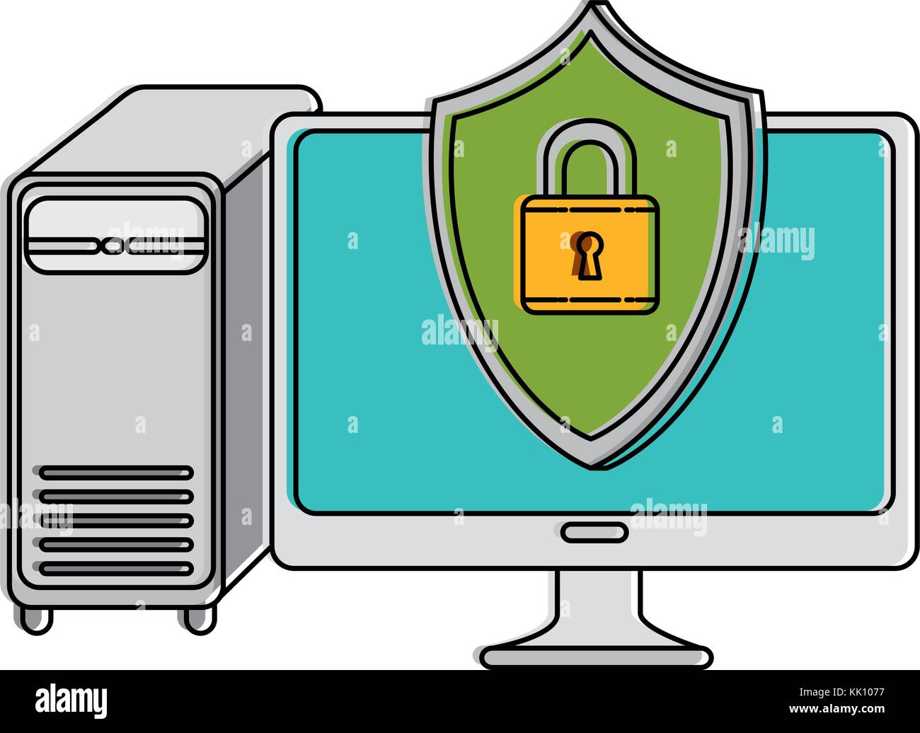 desktop computer with shield Stock Vector Image & Art - Alamy