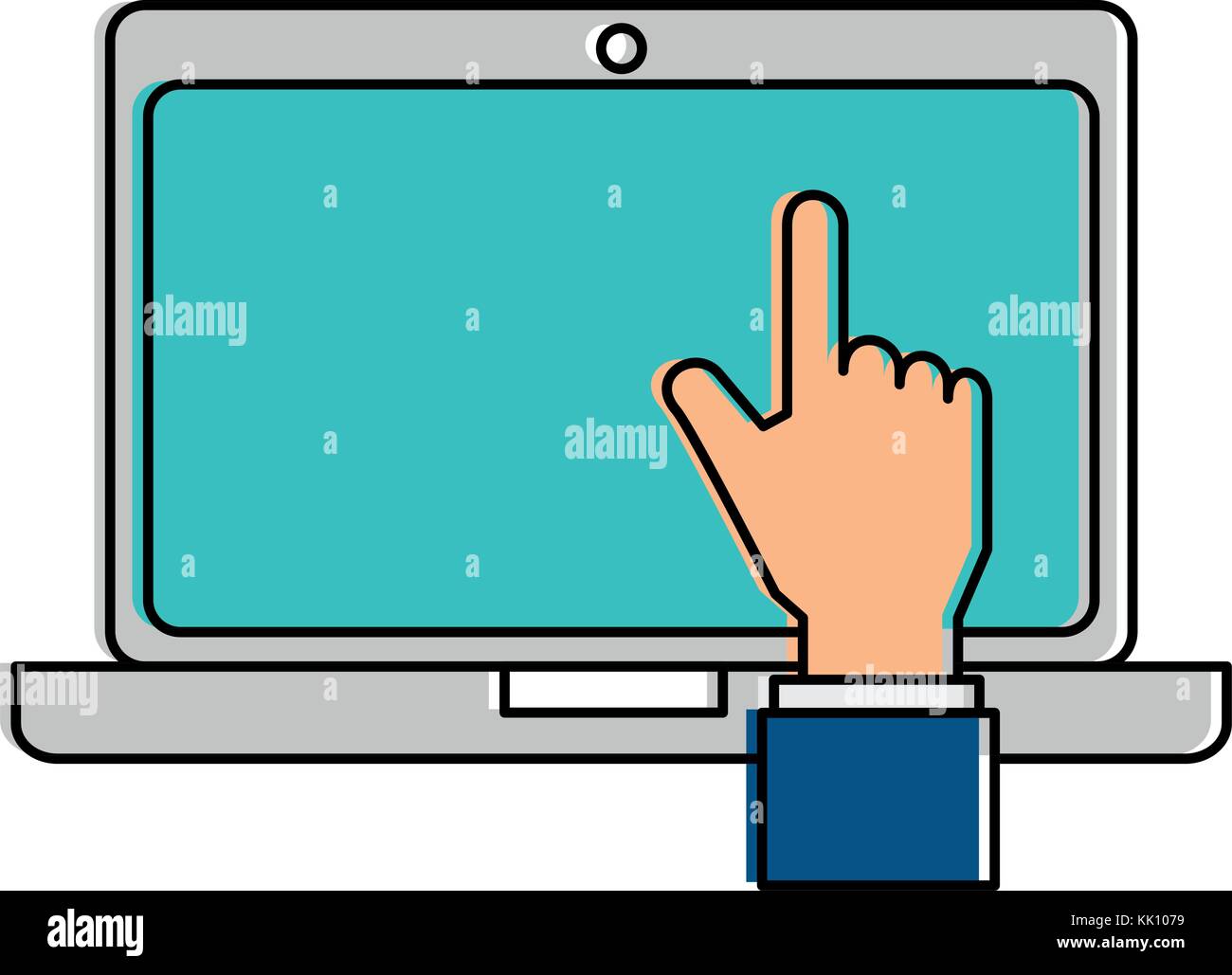 laptop computer with hand user Stock Vector Image & Art - Alamy