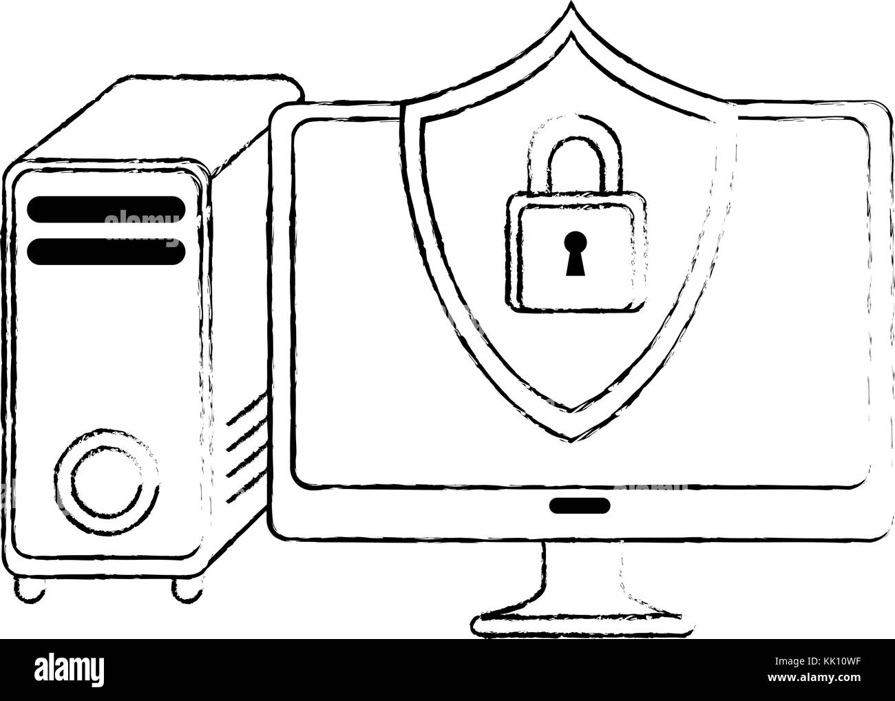 Desktop secure padlock Stock Vector Images - Alamy