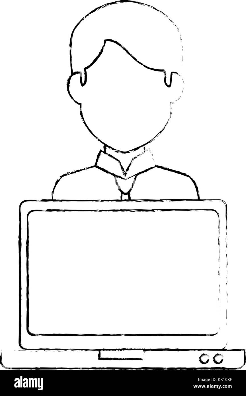 laptop computer with user Stock Vector Image & Art - Alamy