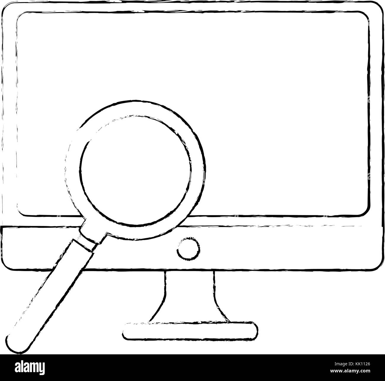 monitor computer with magnifying glass Stock Vector Image & Art - Alamy